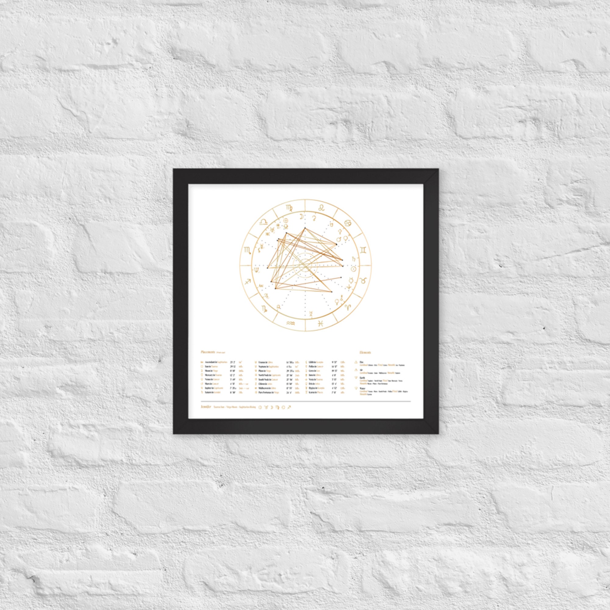 GOLD Natal Chart Design, Birth Chart Drawing, Personalized Astrology ...