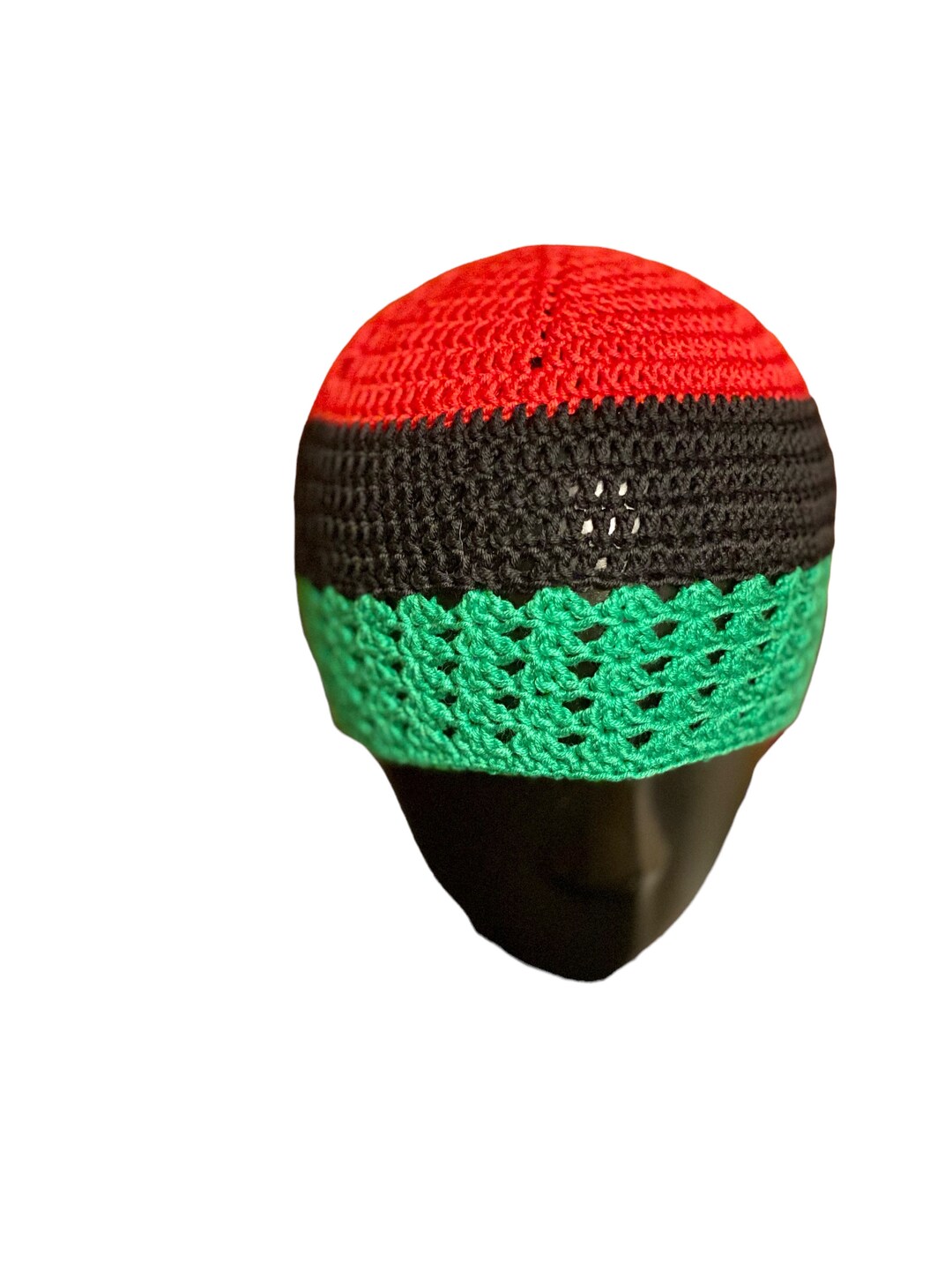 Red Black Green Kufi Hat: Handmade Knit Taqiyah - Etsy