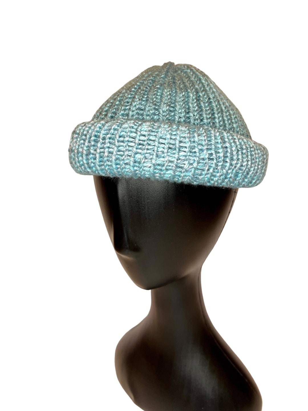 Pale Aqua Gradient Ready to Ship Roll up Docker, Roll up Beanie, Rolled ...