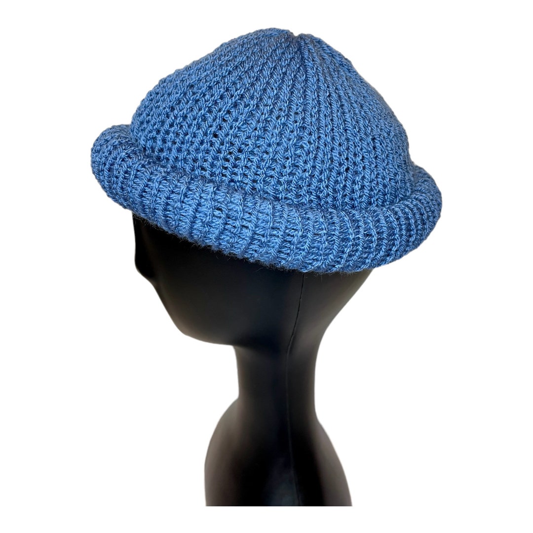 Denim Roll up Docker Cap Beanie, Docker Kufi, Fisherman Beanie, Rolled ...