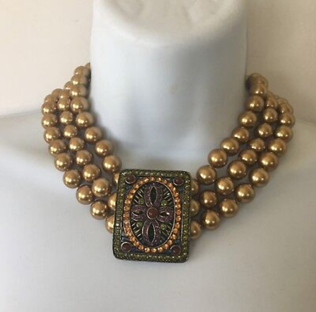 Spectacular Signed HEIDI DAUS Faux Pearl Chunky Multi Strand Runway ...