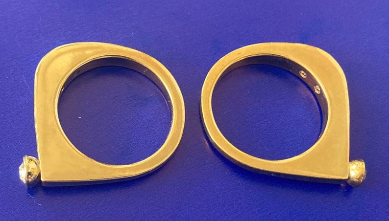 SWAROVSKI Gold Tone Rhinestones Swarovski 2 Stacking Rings Set Size 8 ...