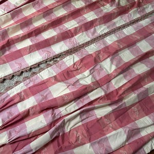 2 Custom Drapes Panels Curtains Lined Plaid Fringed Butterflies Pink ...
