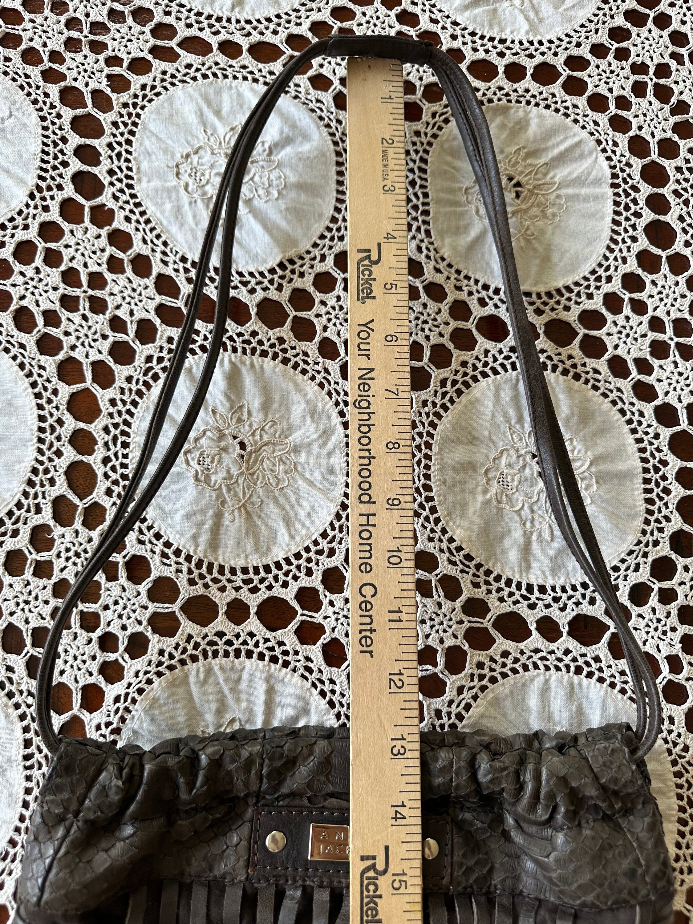 Angel Jackson Python Snakeskin Fringe Bag Leather Shoulder Purse 11x12 ...