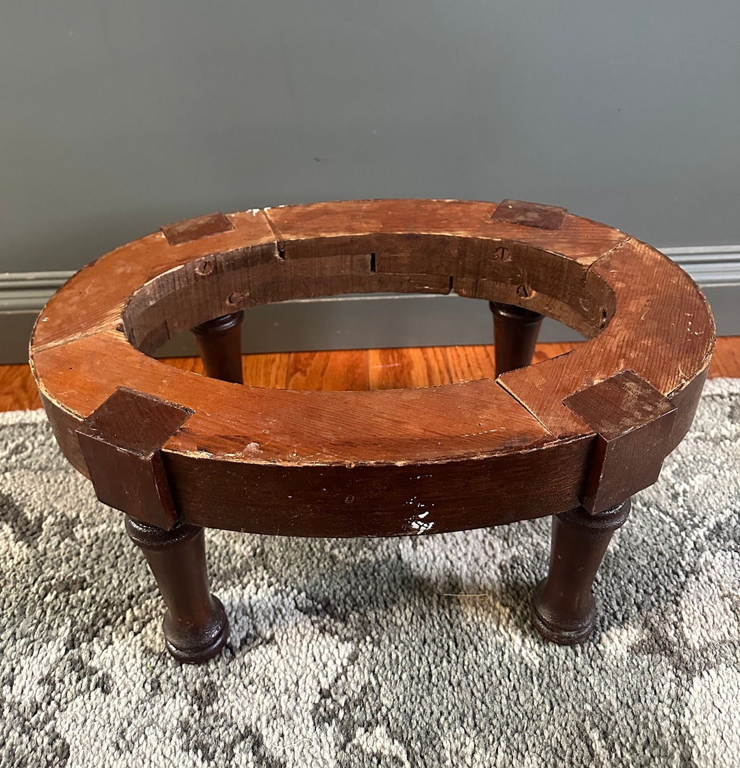 Vintage Footstool Frame Base Only Solid, Hardwood, Sturdy, Oval 17x11x8 ...