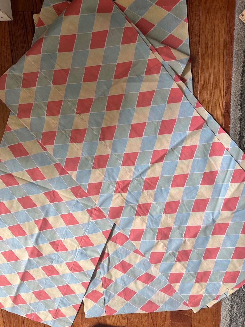 Vintage Laura Ashley Drapes Curtains Harlequin Diamond Print Set of 4 ...