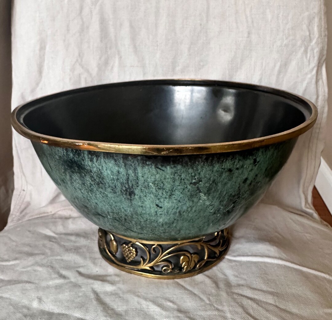 Maurice Ascalon Pal Bell Israel Brass Bowl Large 11x6 Vintage Brunch of ...