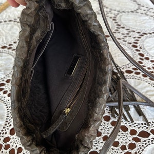 Angel Jackson Python Snakeskin Fringe Bag Leather Shoulder Purse 11x12 ...