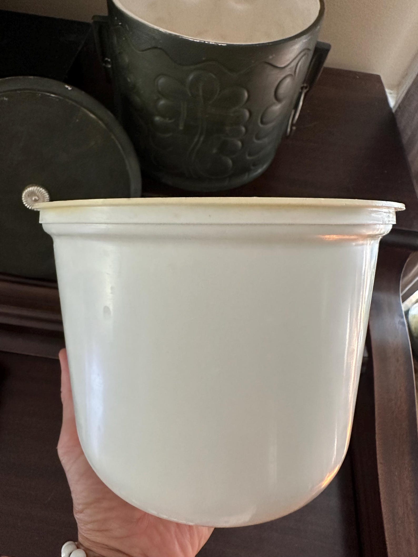 Vintage Ceramic Tiki Ice Bucket Jar Carved Face Aztec Olive Green Rare ...