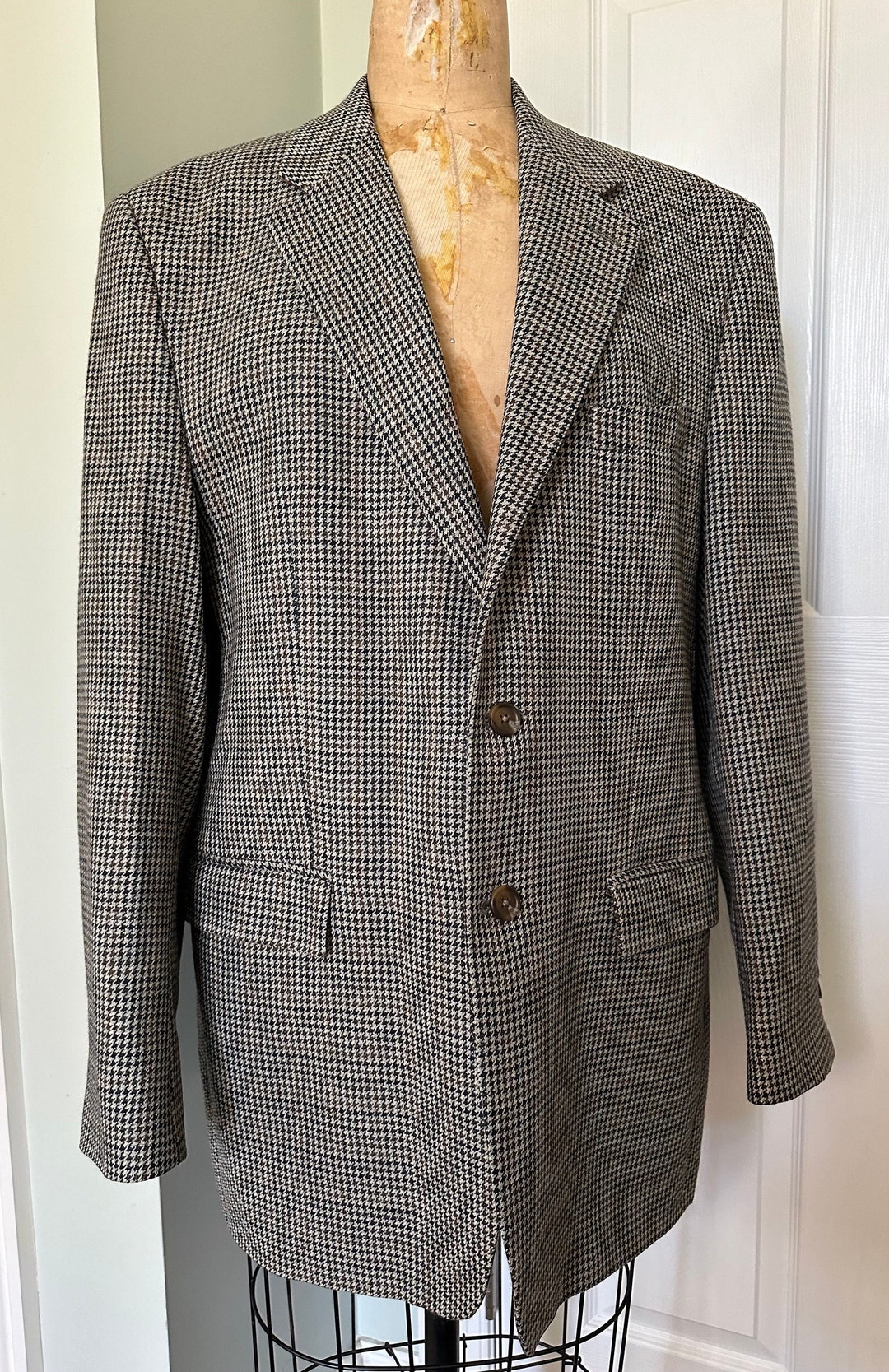 Ralph Lauren 44R Pure Wool Woolmark Brown Beige Plaid Sport Coat Blazer ...