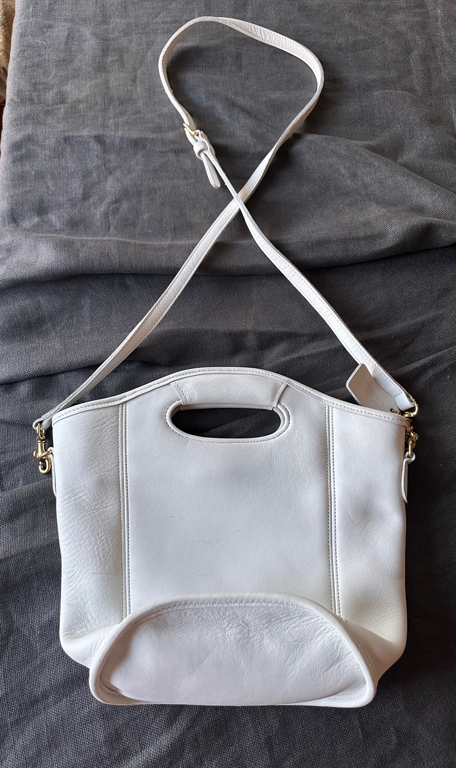 Vintage Coach Mini Shopper Bag 9993 White Bucket Leather 10 Purse ...