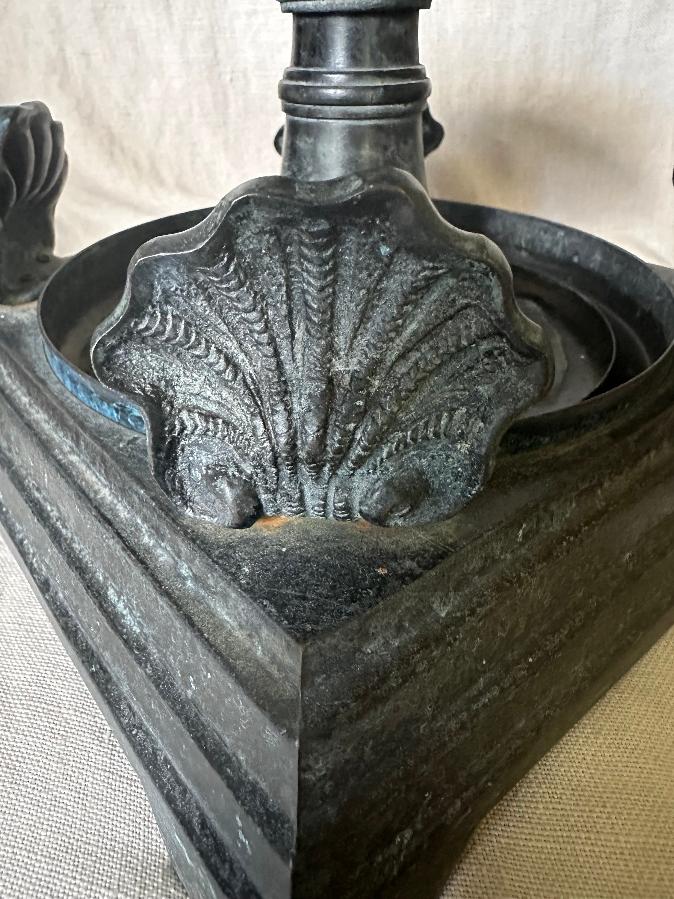 VINTAGE Cast Iron Shells CANDLE HOLDER Heavy Nautical Gothic Black ...