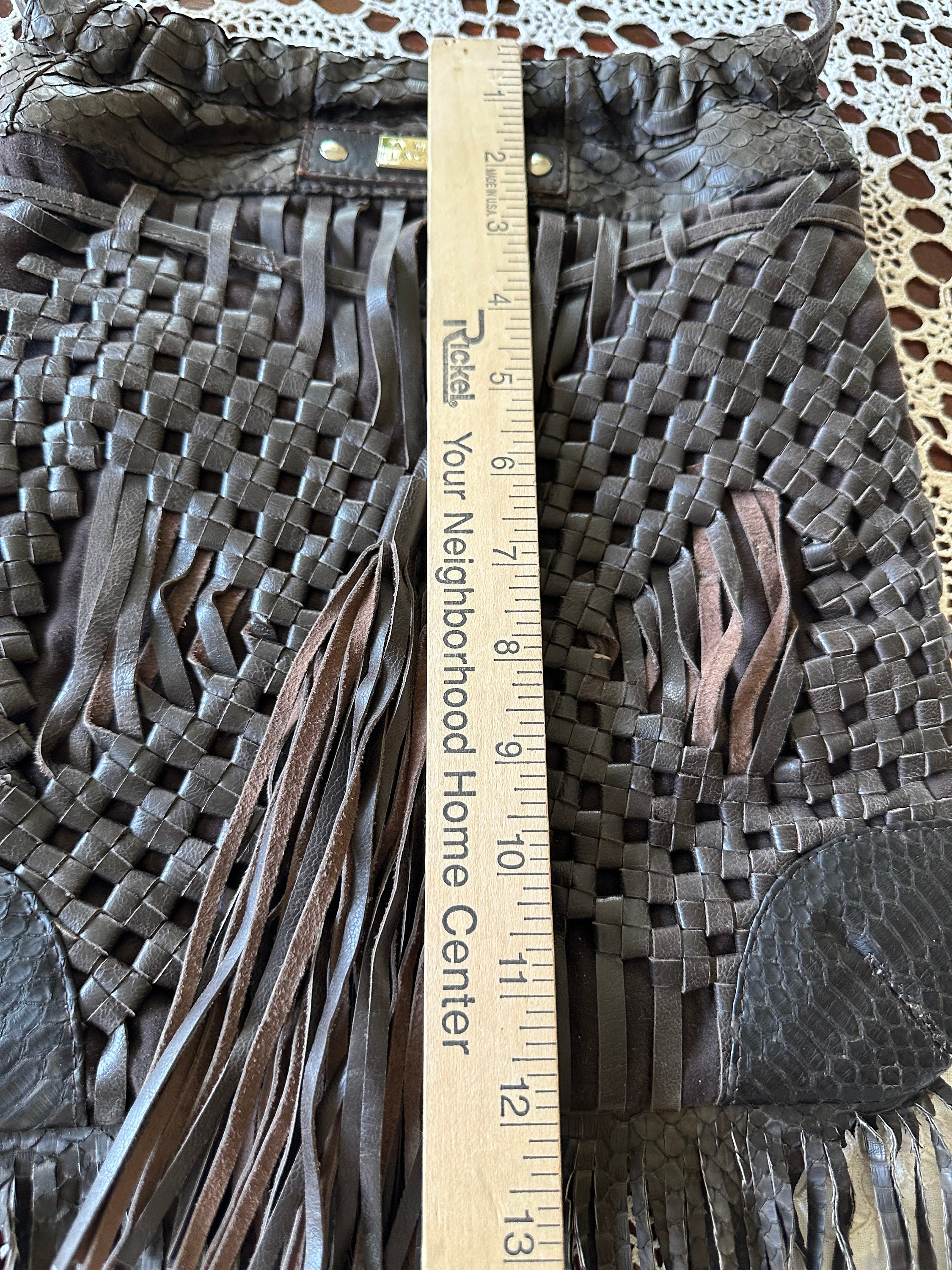 Angel Jackson Python Snakeskin Fringe Bag Leather Shoulder Purse 11x12 ...