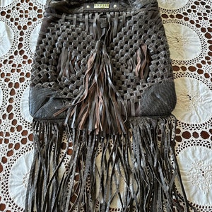 Angel Jackson Python Snakeskin Fringe Bag Leather Shoulder Purse 11x12 ...