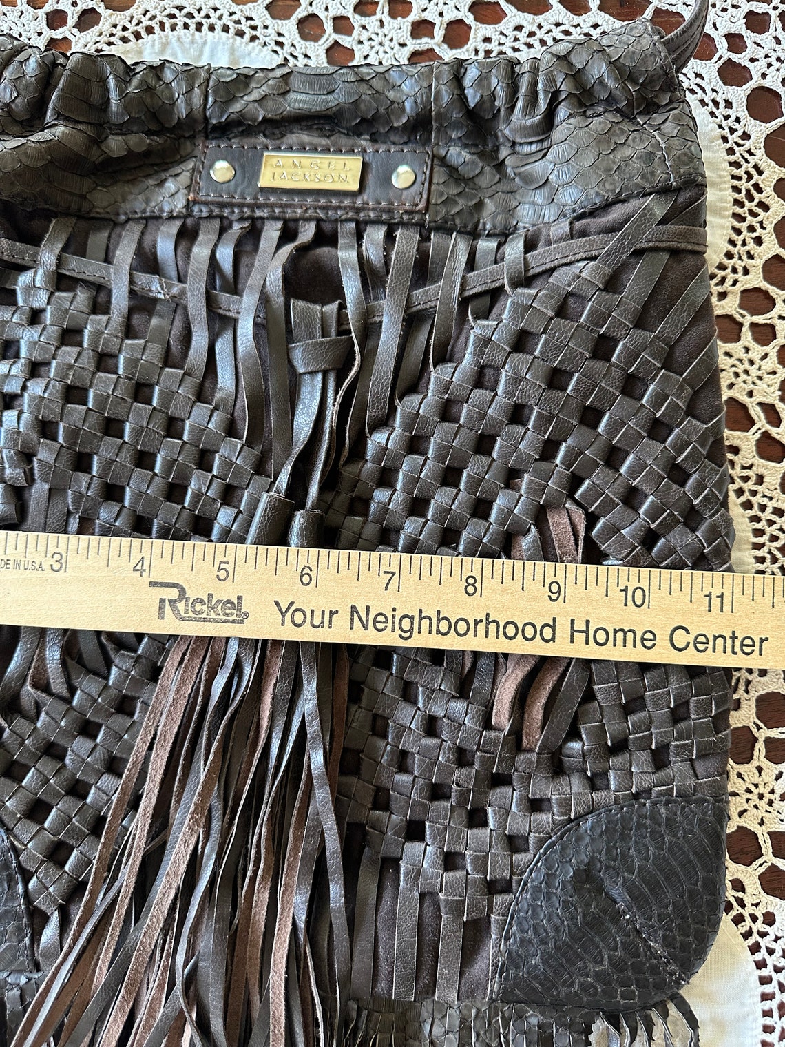 Angel Jackson Python Snakeskin Fringe Bag Leather Shoulder Purse 11x12 ...