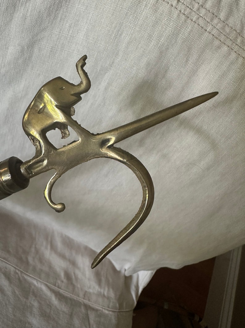 Antique Ankus Mahout Hook Goad Elephant Controller India Wood Brass 18. ...