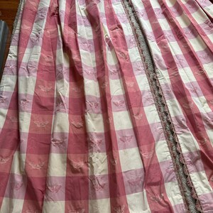 2 Custom Drapes Panels Curtains Lined Plaid Fringed Butterflies Pink ...