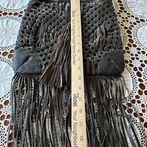 Angel Jackson Python Snakeskin Fringe Bag Leather Shoulder Purse 11x12 ...
