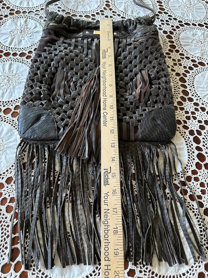 Angel Jackson Python Snakeskin Fringe Bag Leather Shoulder Purse 11x12 ...