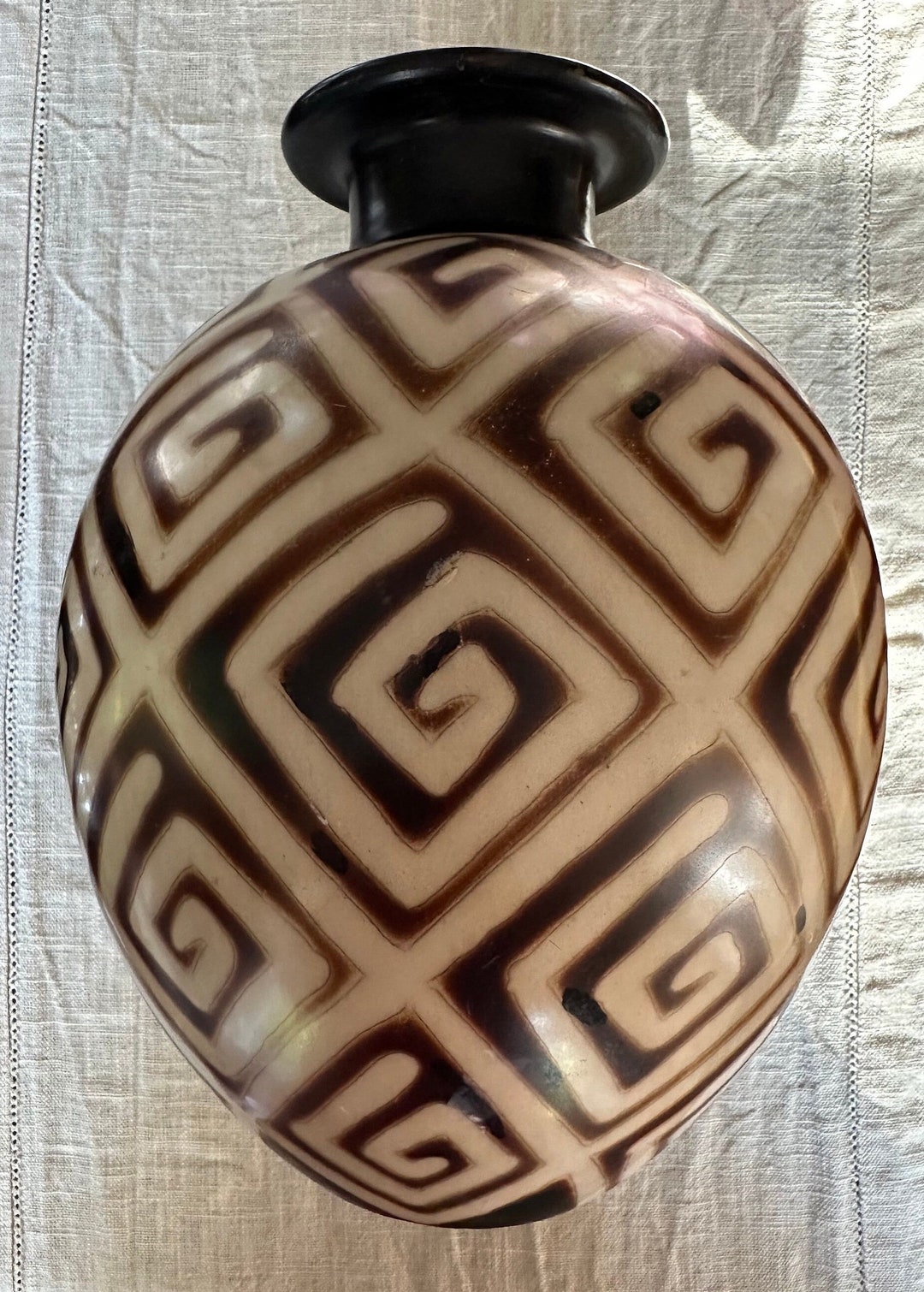 Vintage Chulucanas Peru Pottery Vase Large Signed Luis Salas 10 Brown ...