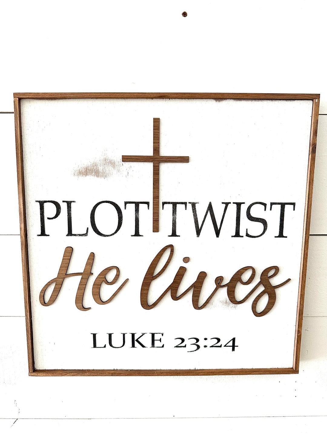 Wall Decor, plot Twist, He Lives, Painted Sign, Inspirational Decor ...