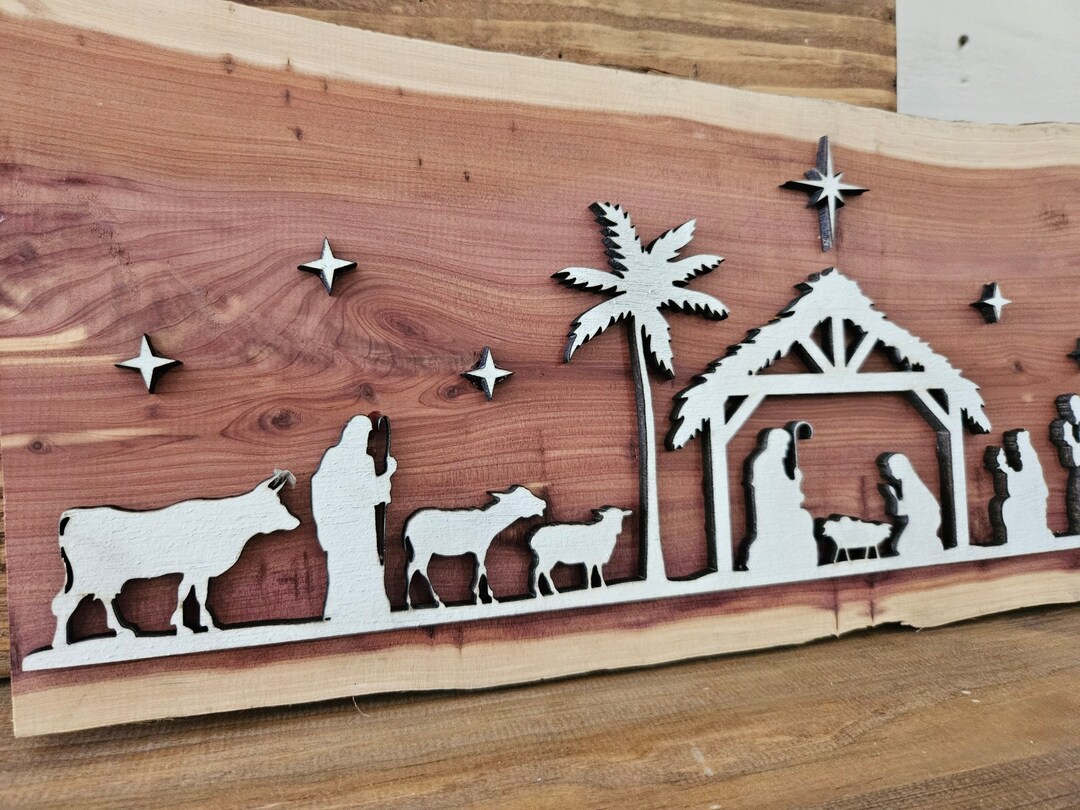 Nativity Scene on Live Edge Cedar - Etsy