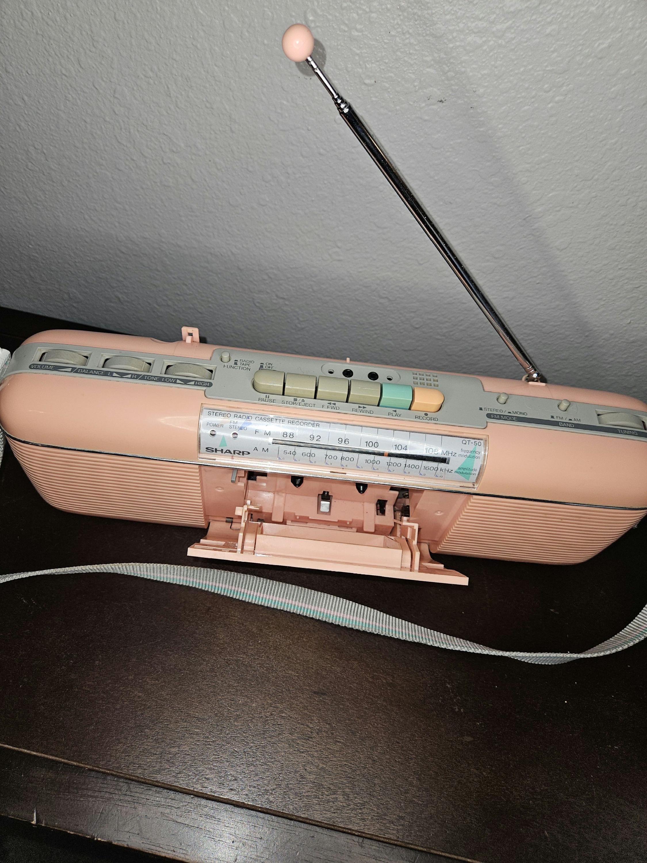 Vintage Sharp QT-50P Pink AM/FM Radio Cassette Player With Original ...