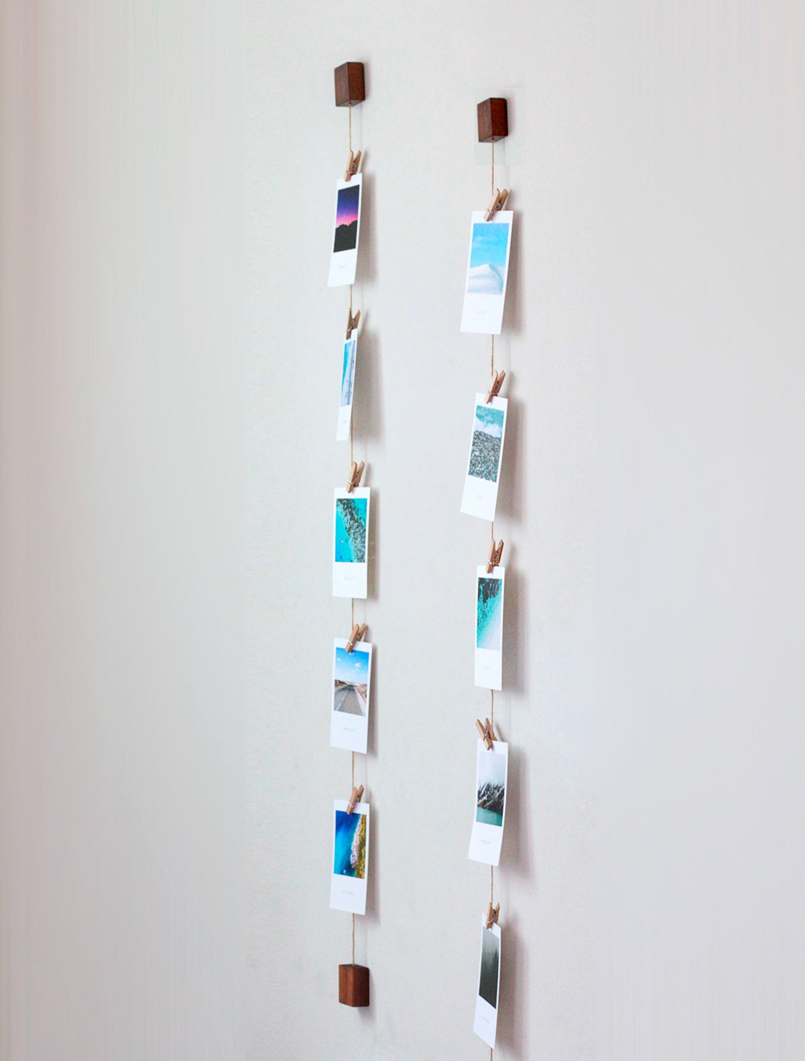 Walnut Wooden Photo Wall Display Mini Clothespins / Vertical / | Etsy