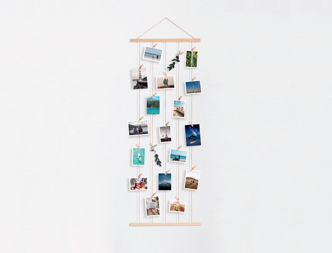 Wall Photo Hanger - 110cm / Photo Wall Display With Mini Clothespins ...