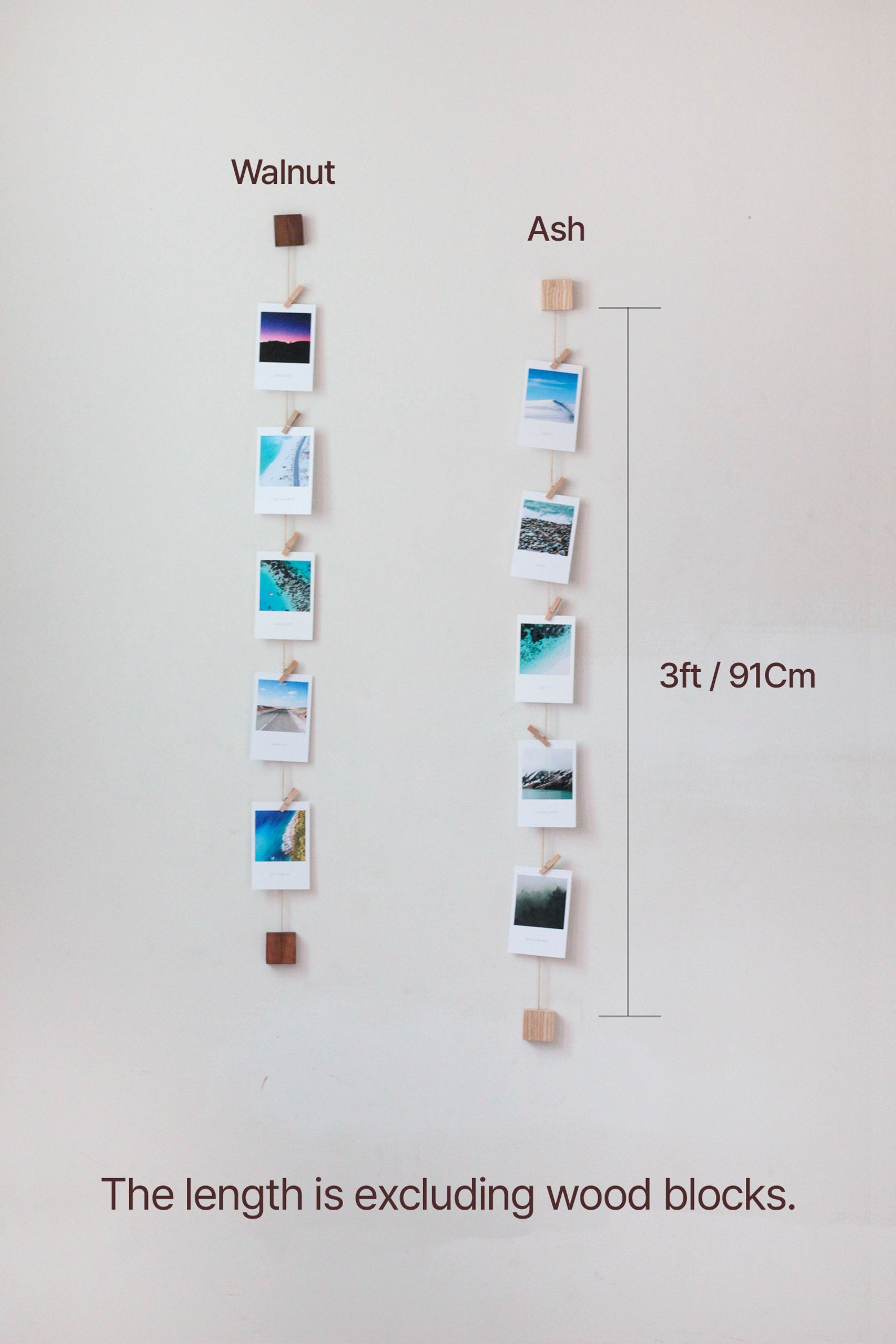 Walnut Wooden Photo Wall Display Mini Clothespins Vertical | Etsy