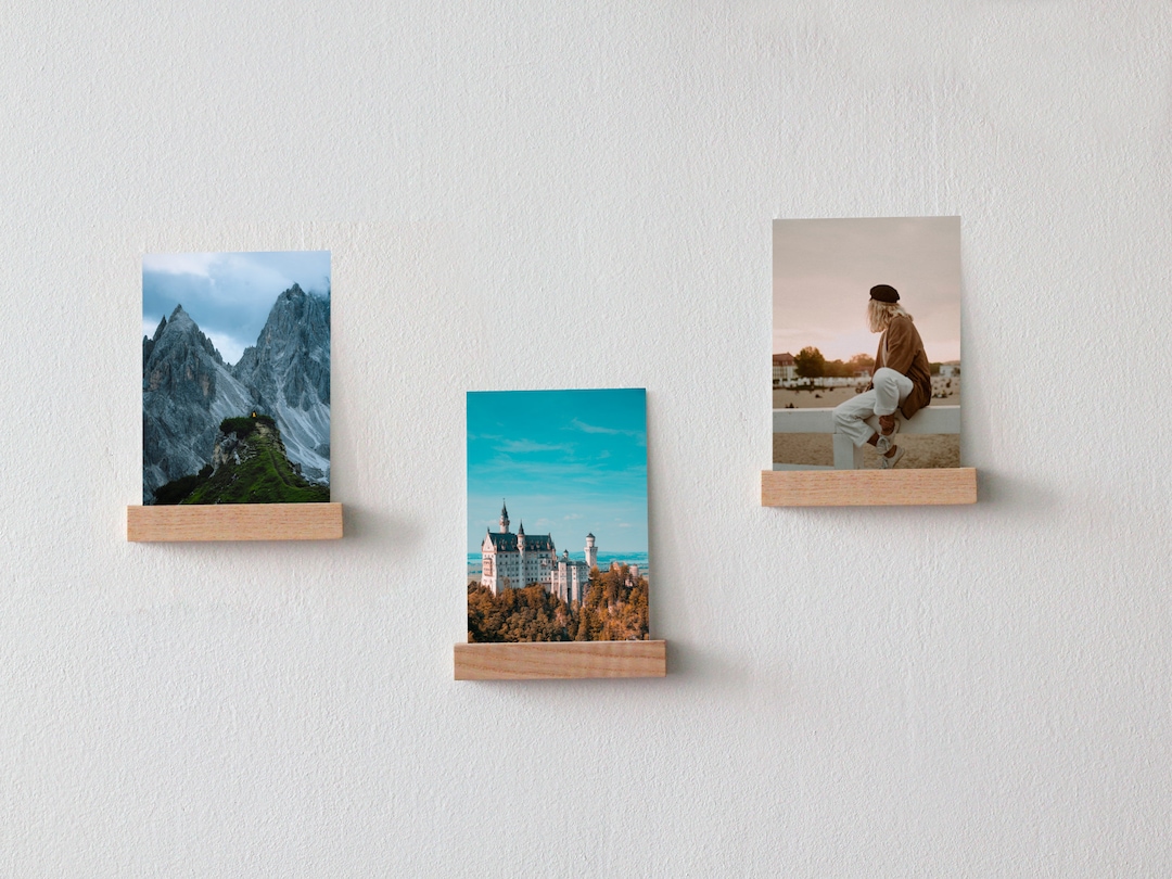 Wooden Photo Shelf / Wall Photo Display / Ash Wooden Picture Holder for ...