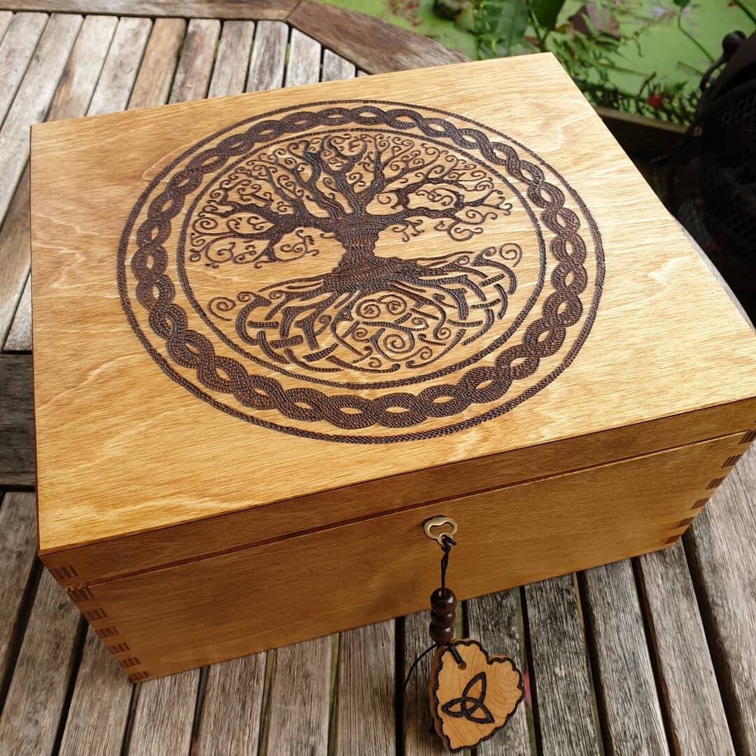 Tree of Life Lockable Keepsake, Memorial Box, Can Be Personalised ...