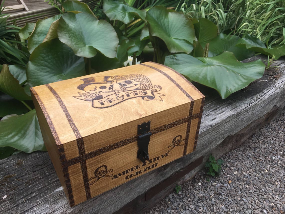 Wedding Card Box Wooden Chest Forever Skulls Rockabilly | Etsy