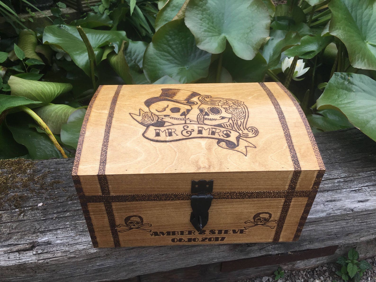 Wedding Card Box Wooden Chest Forever Skulls Rockabilly | Etsy