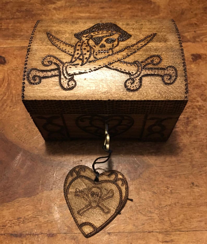 Music box pirate music box pirate chest gift idea skull | Etsy