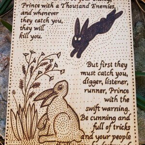 Watership Down Quote, Wood Burning on Maple Veneered Board, Home Decor ...