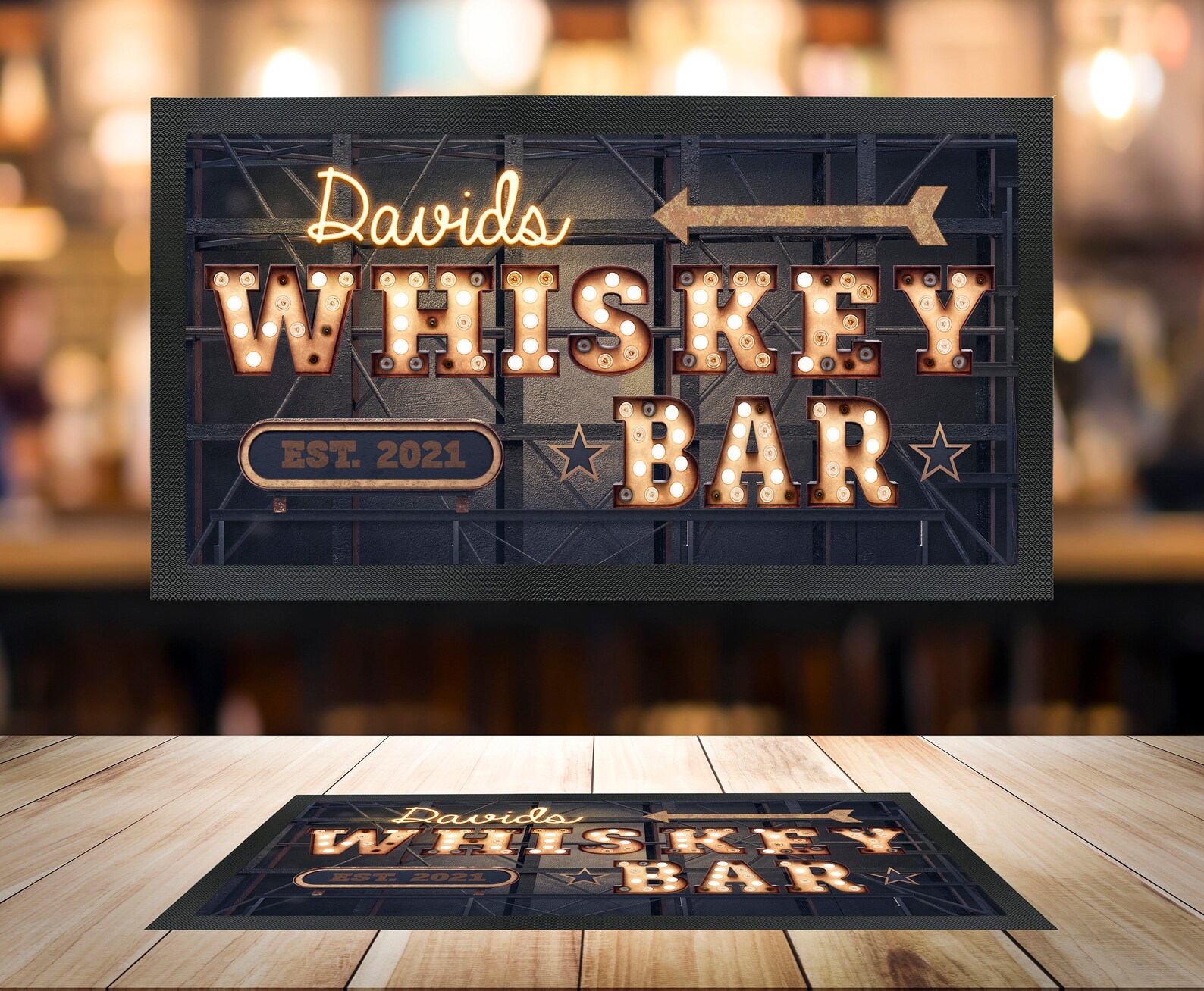 Personalised Whiskey Bar Bar Runner Bar Mat Rubber Mat - Etsy