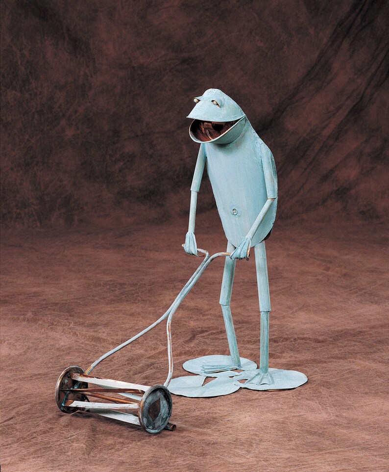 Frog With Push Lawnmower - Etsy