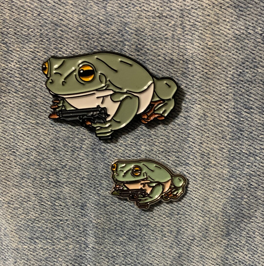 Hippy Hoppity Soft Enamel Pin | Gun Frog Funny Brooch Pendant Lapel Pin ...