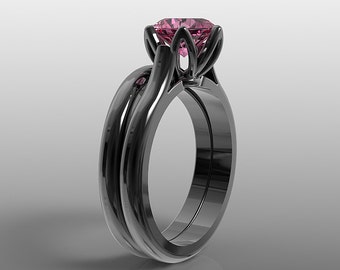 Black and Pink Wedding Ring - Etsy