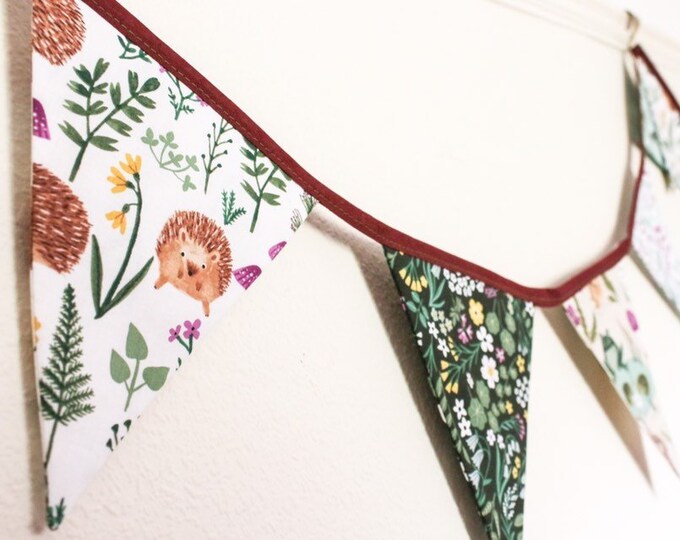 Woodland Animal Bunting, Cute Nature Fabric Flags, Forest Creatures ...