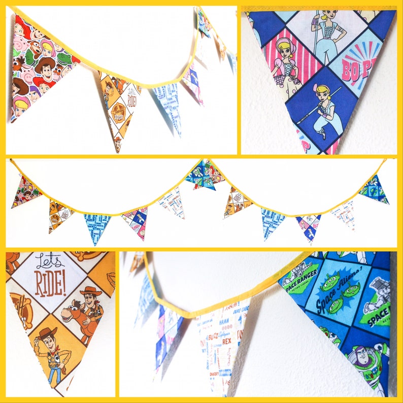 Toy Story bunting Woody fabric flags Buzz Lightyear garland | Etsy