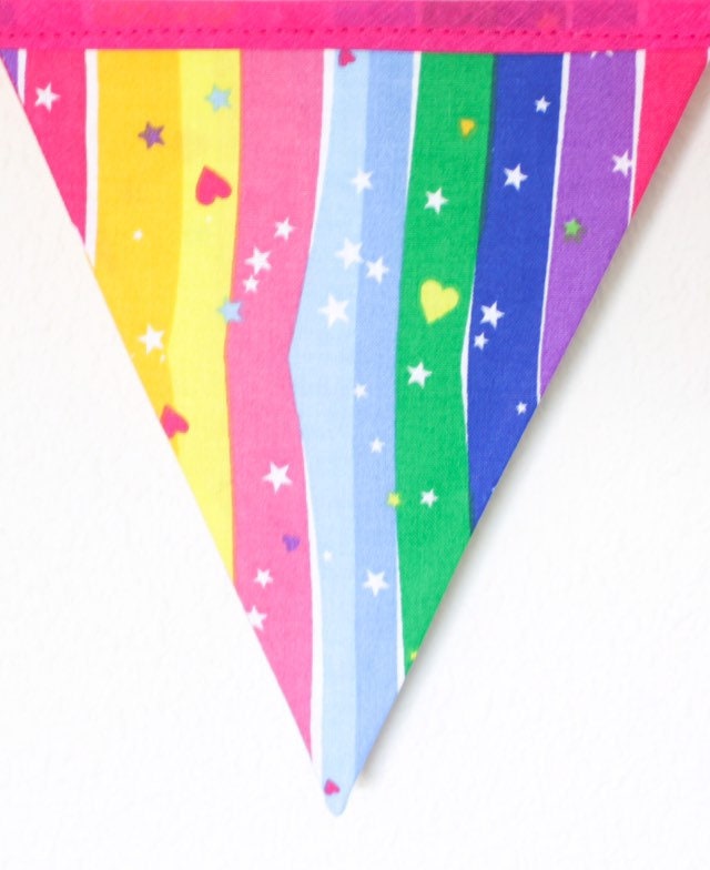 Unicorn & Rainbow Bunting Bright Pink Girl's Fabric - Etsy UK
