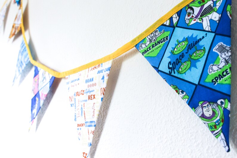 Toy Story bunting Woody fabric flags Buzz Lightyear garland | Etsy