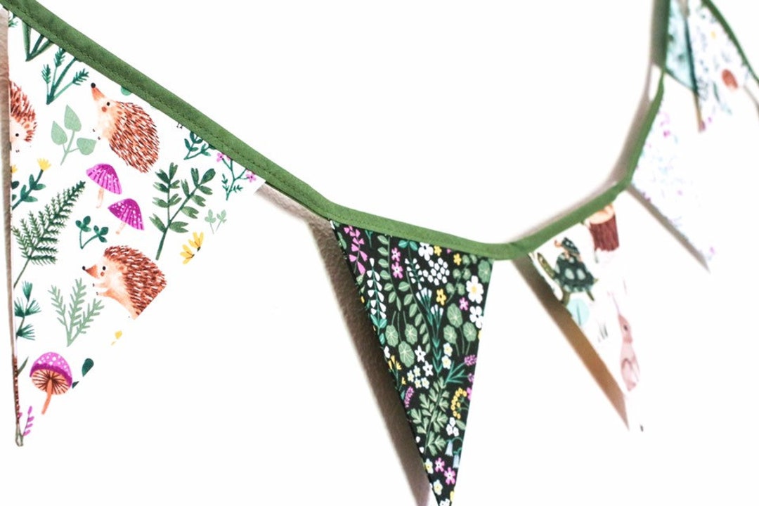 Woodland Animal Bunting, Cute Nature Fabric Flags, Forest Creatures ...