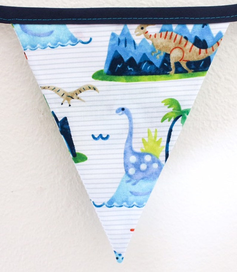 Dinosaur fabric flags bunting kids bedroom decor banner | Etsy