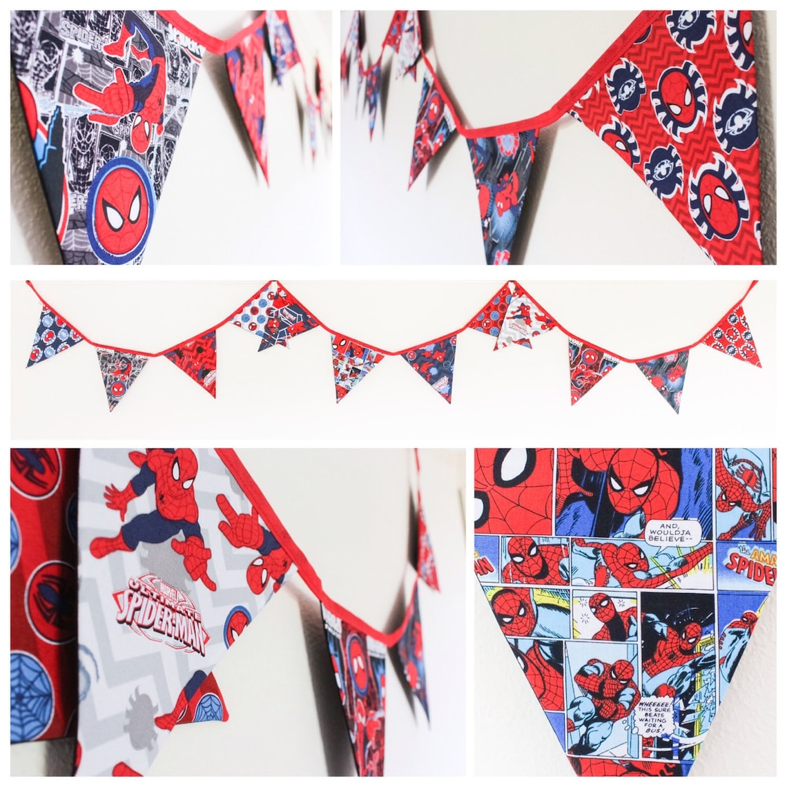Spiderman Bunting Marvel Fabric Flags Superhero Bedroom - Etsy