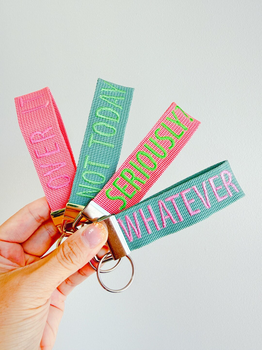 Personalized Embroidered Wristlet Keychain: Custom Funny Attitude ...