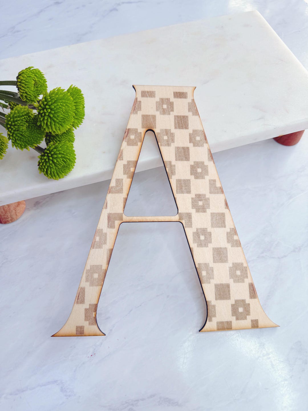 Initial Checkered Letter Kids, Name Sign, Groovy Kids Room, Wooden ...