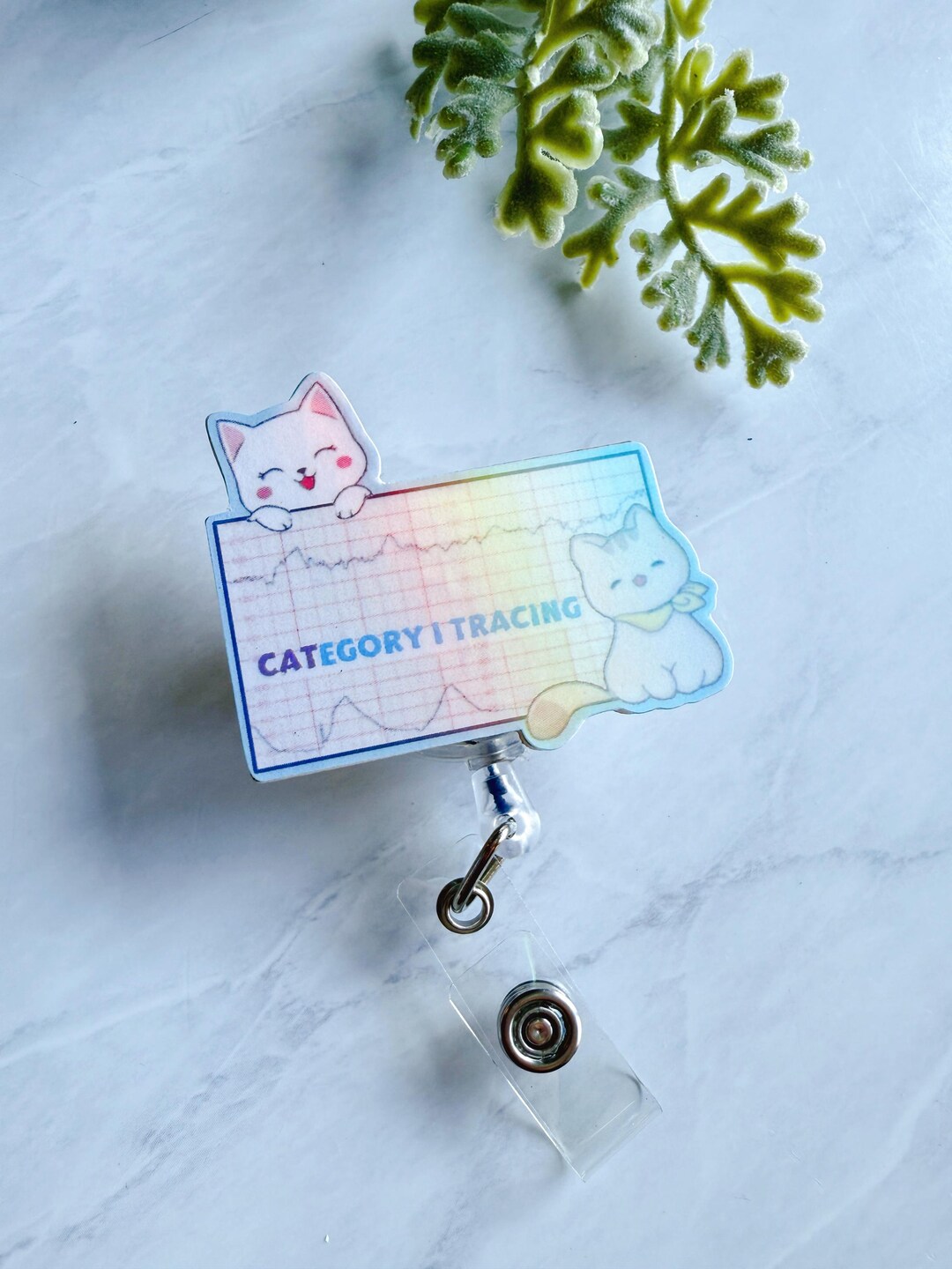 Holographic Labor and Delivery Badge Reel, NST Tracing Badge Reel ...